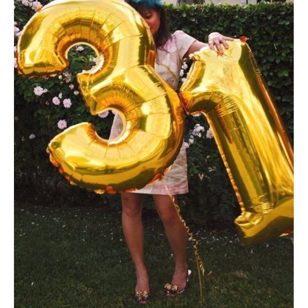 LARGE 40" Golden Foil Balloon Number Digits with Helium to Float at ...