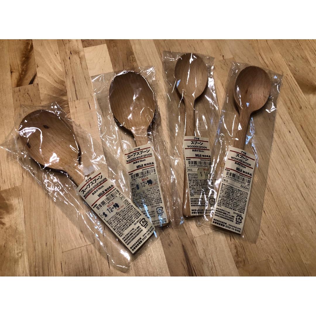 Muji Wooden Spoon (4 pieces), Furniture & Home Living, Kitchenware ...