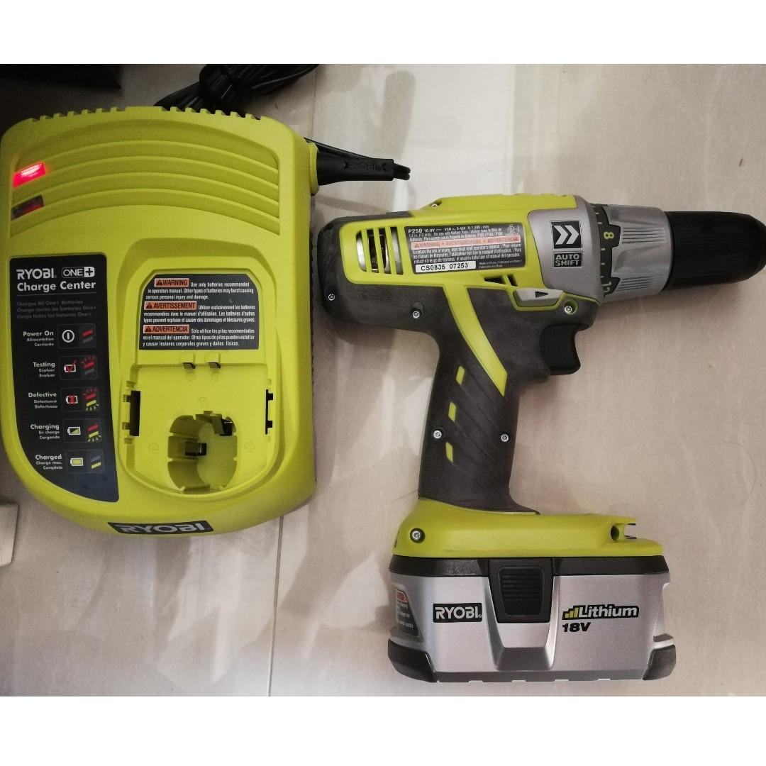 日本 Ryobi 18v ONE+(TM) AutoShift(TM) Drill Model P250, 傢俬＆家居, 其他, 家居改善及收納用品 - Carousell