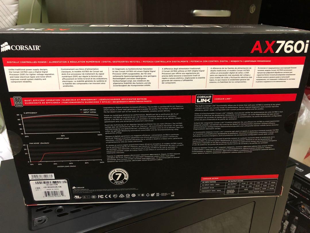 Corsair AX760i Power Supply, Computers & Tech, Parts & Accessories ...