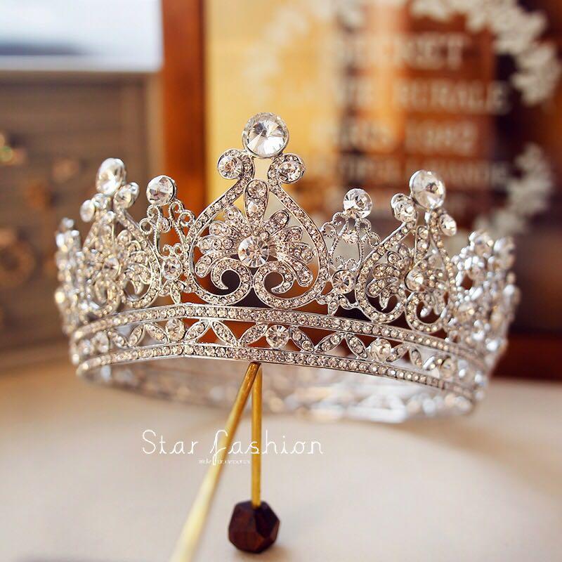 Shinning Bridal Round Tiara Crown diameter 13cm, Women's Fashion ...