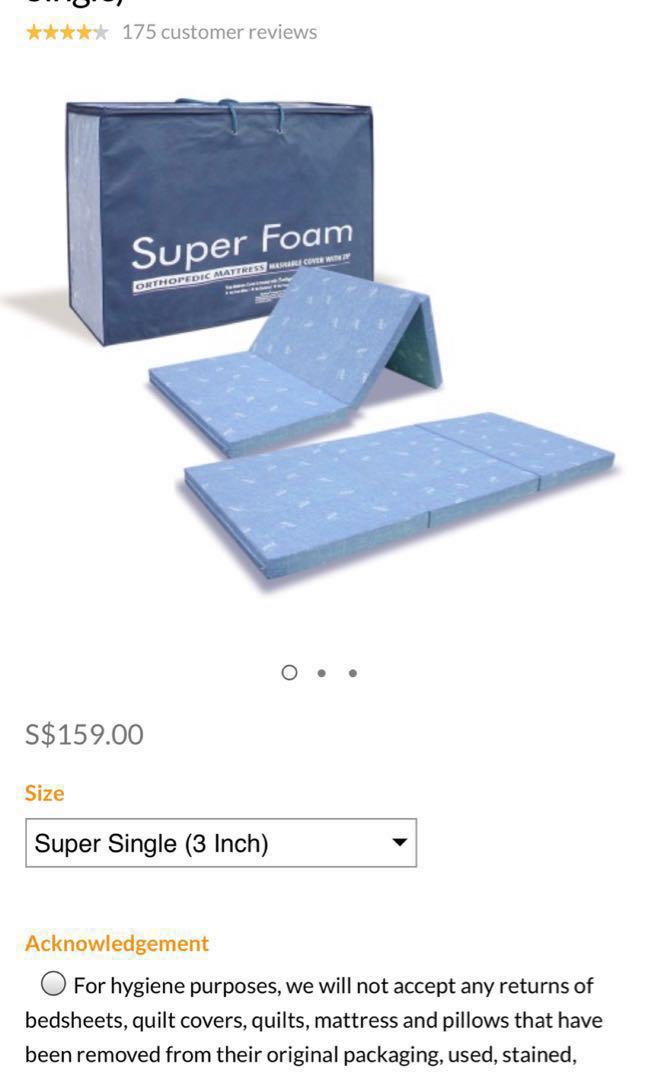 Super Foam foldable mattress - As good as new., Furniture & Home Living ...