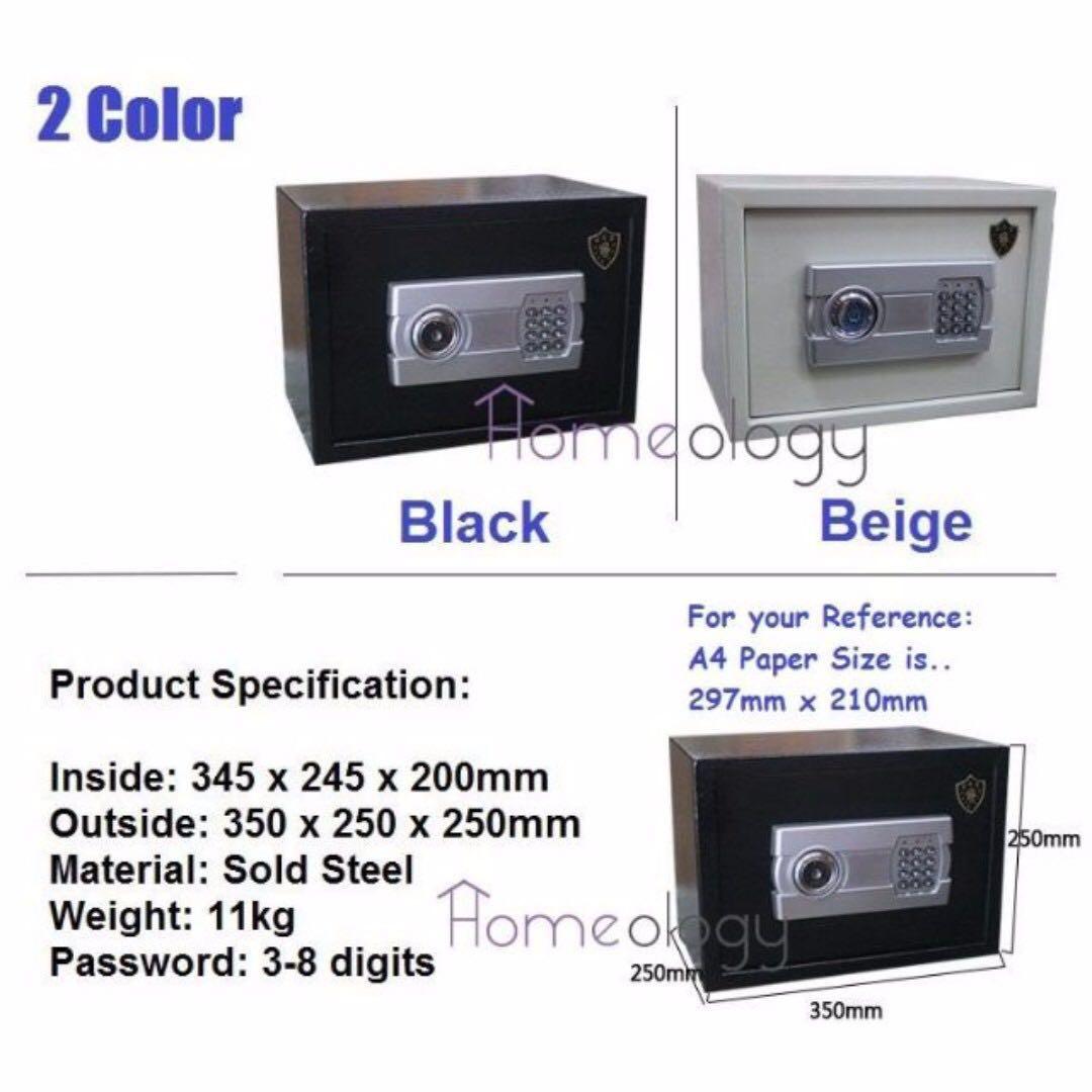 Large Size Digital Security Safe Box With Key Fire Resistant For A4 ...