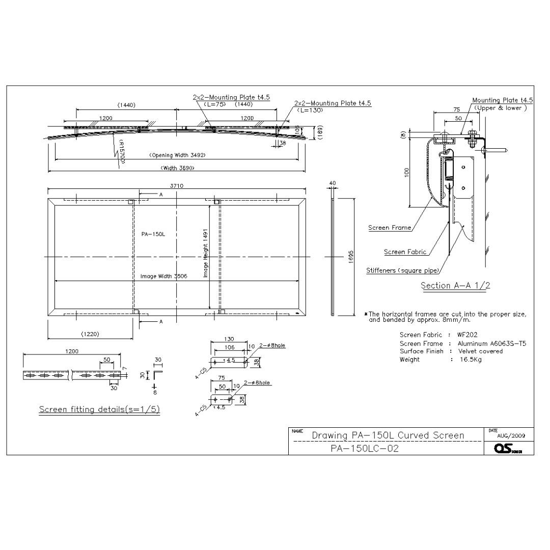 OS Screen 150" Inch 2.35:1 Projector Wide Curve Screen, Computers ...