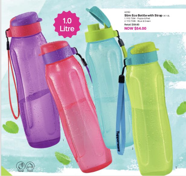 Personalised Tupperware Slim Eco Waterbottle 1L, Furniture & Home ...
