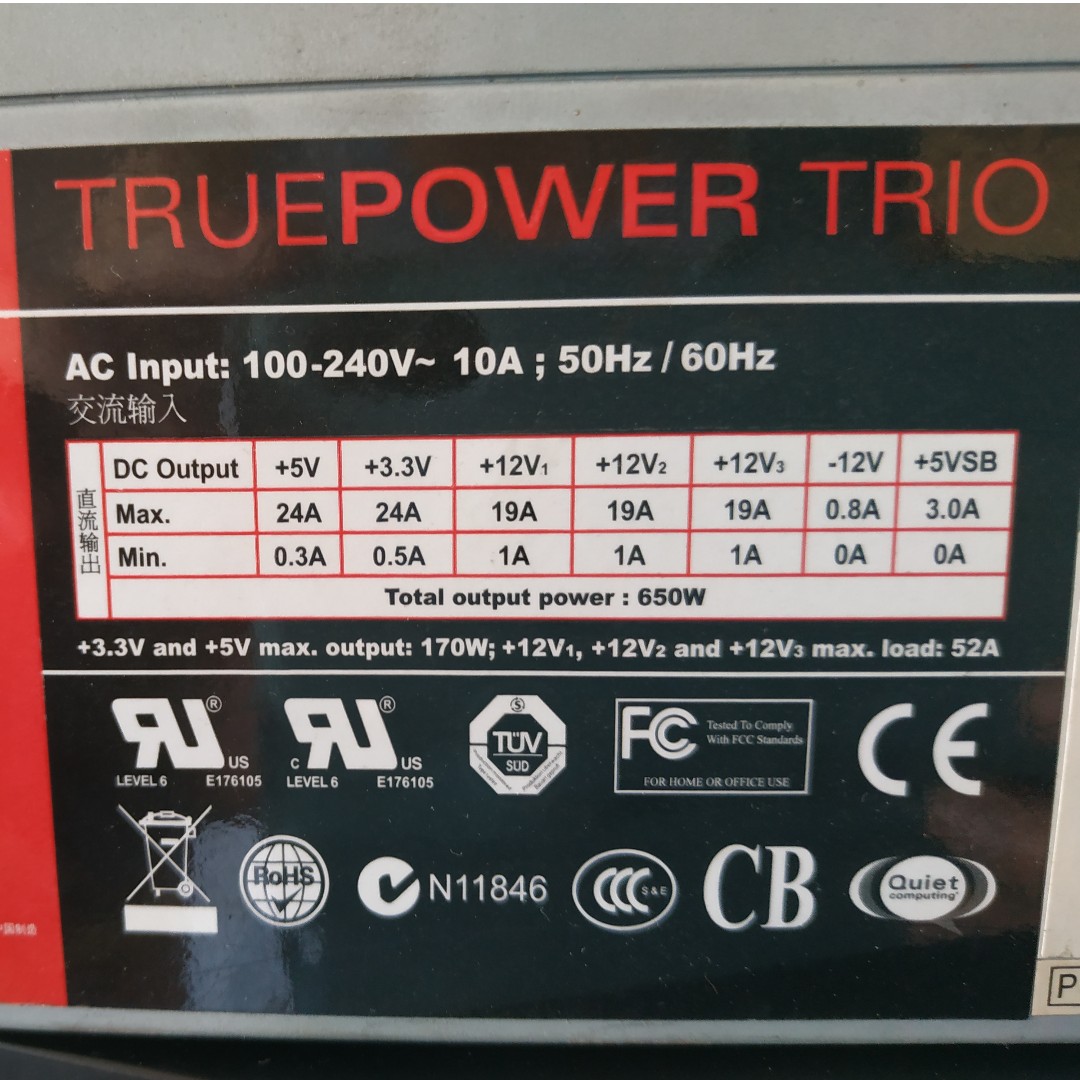 Antec True Power Trio 650w, Computers & Tech, Parts & Accessories ...