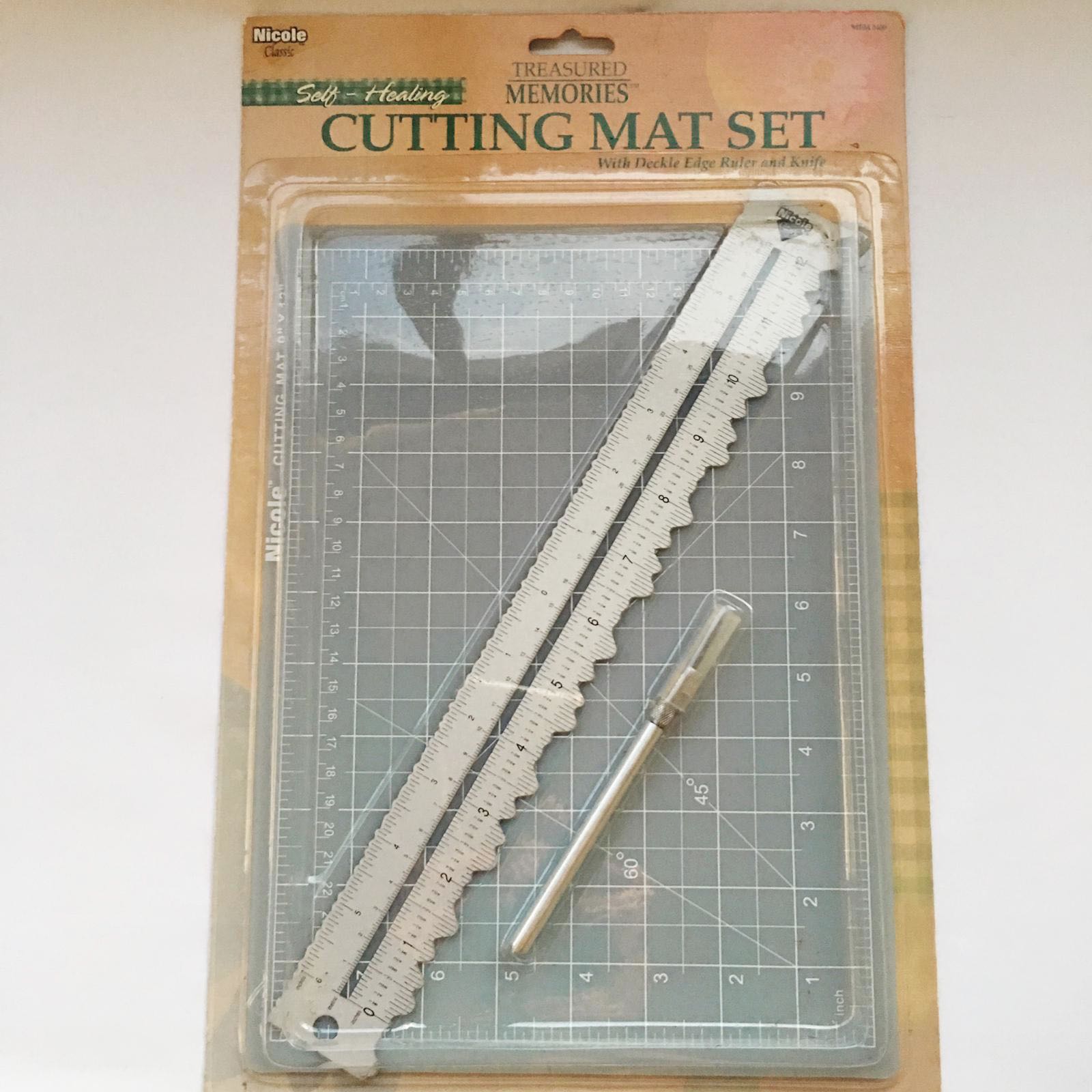 Crafters' Self-Healing Cutting Mat with Deckle Edge Ruler & Knife Set ...