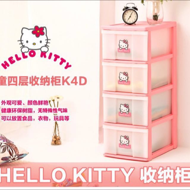 【PO】HELLO KITTY 4-tier Storage Drawer, Furniture & Home Living, Home ...