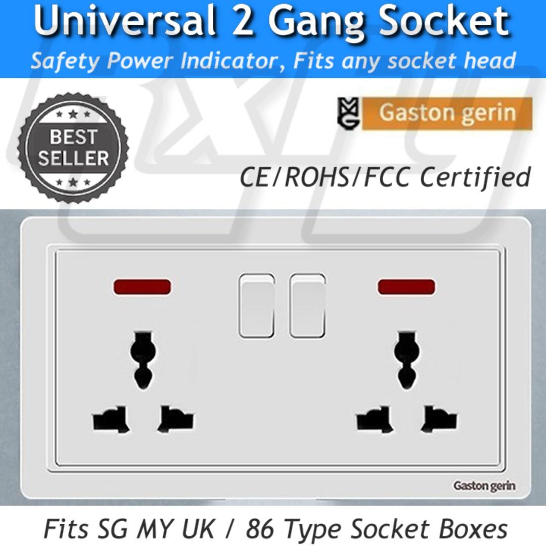 *Quality* Universal 2 Double Gang 13A Wall Electric Power Socket Outlet ...