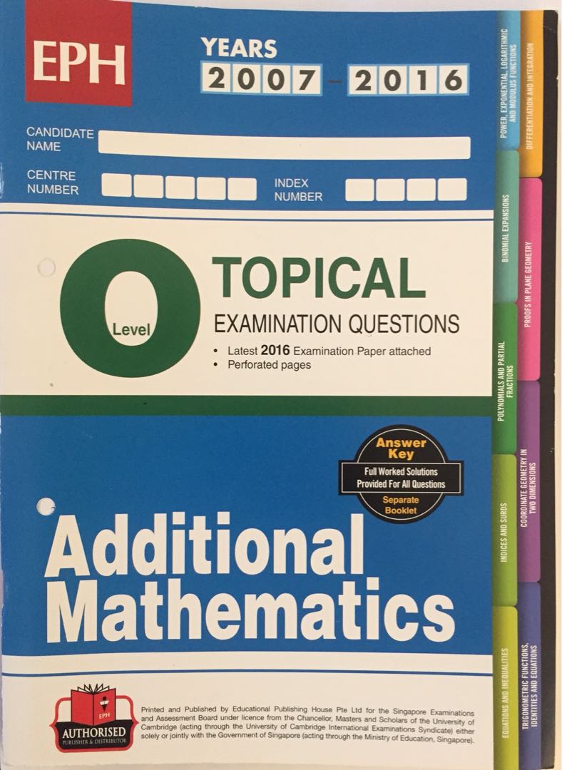 Additional Mathematics Topical Examination Questions Book, Hobbies ...