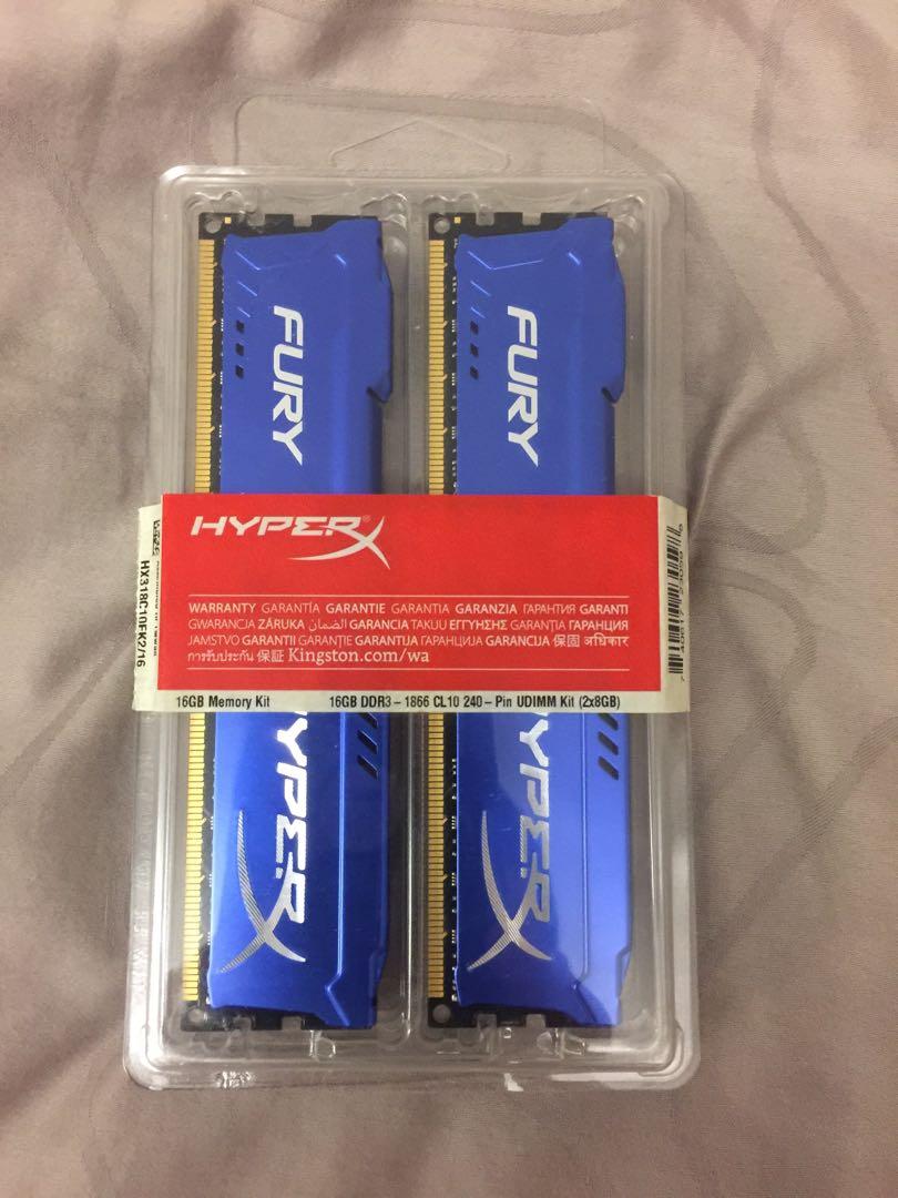 Hyperx Fury ddr 3 ram 16gb, Computers & Tech, Parts & Accessories ...