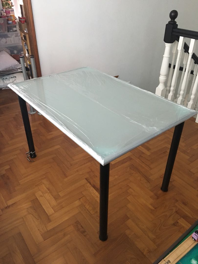 Tempered glass study table, Furniture & Home Living, Furniture, Tables ...