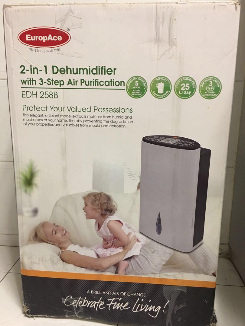 EuropAce 2-in-1 Dehumidifier EDH258B, TV & Home Appliances, Air ...
