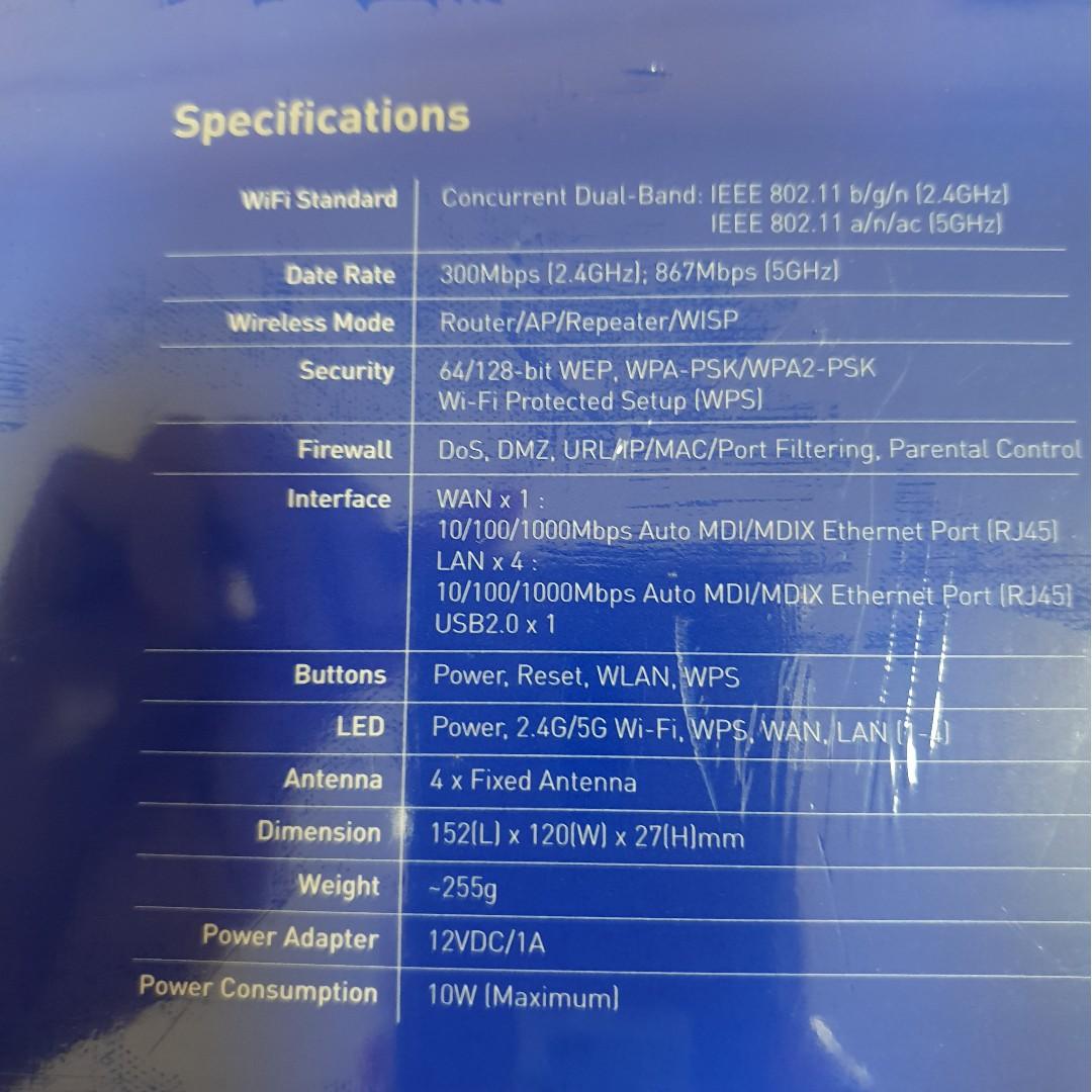 ProLink PRC 3801 Wireless AC1200 MU MIMO Dual Band Gigabit Router Computers Tech Parts