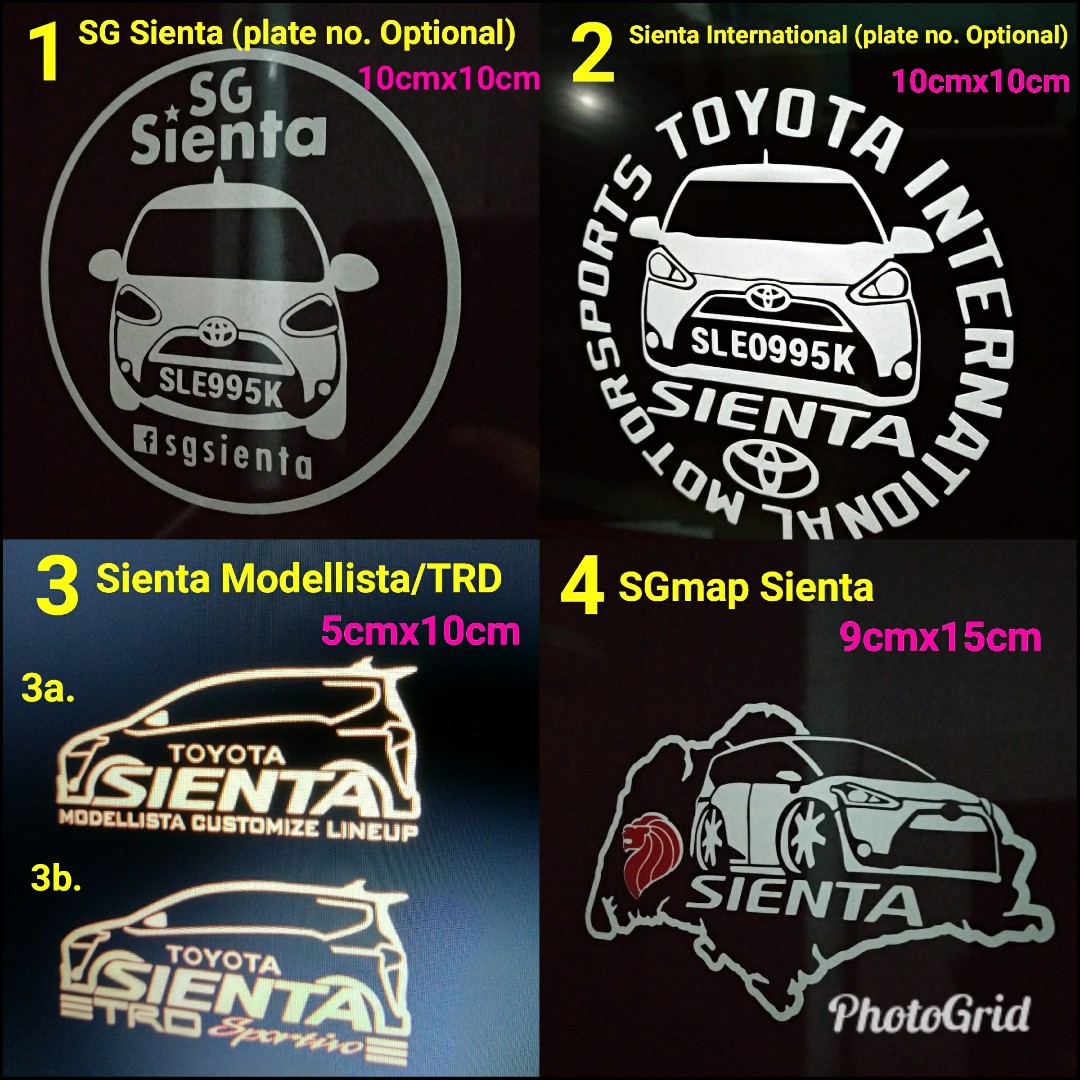 Sienta Stickers *SgSienta, international Toyota motorsports, SGmap ...