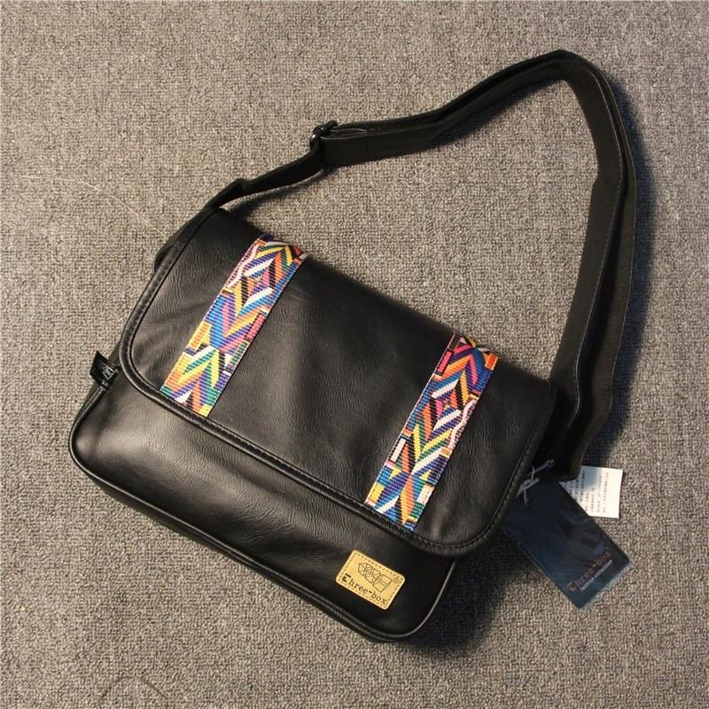 Three-box Sling Bag (Leather) with rainbow design convenience for ...
