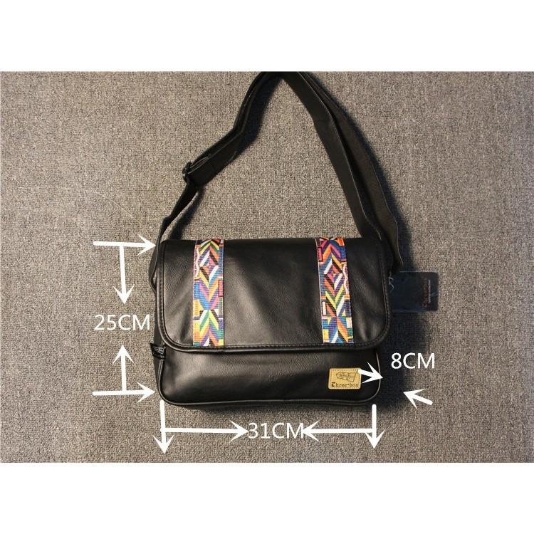 Three-box Sling Bag (Leather) with rainbow design convenience for ...