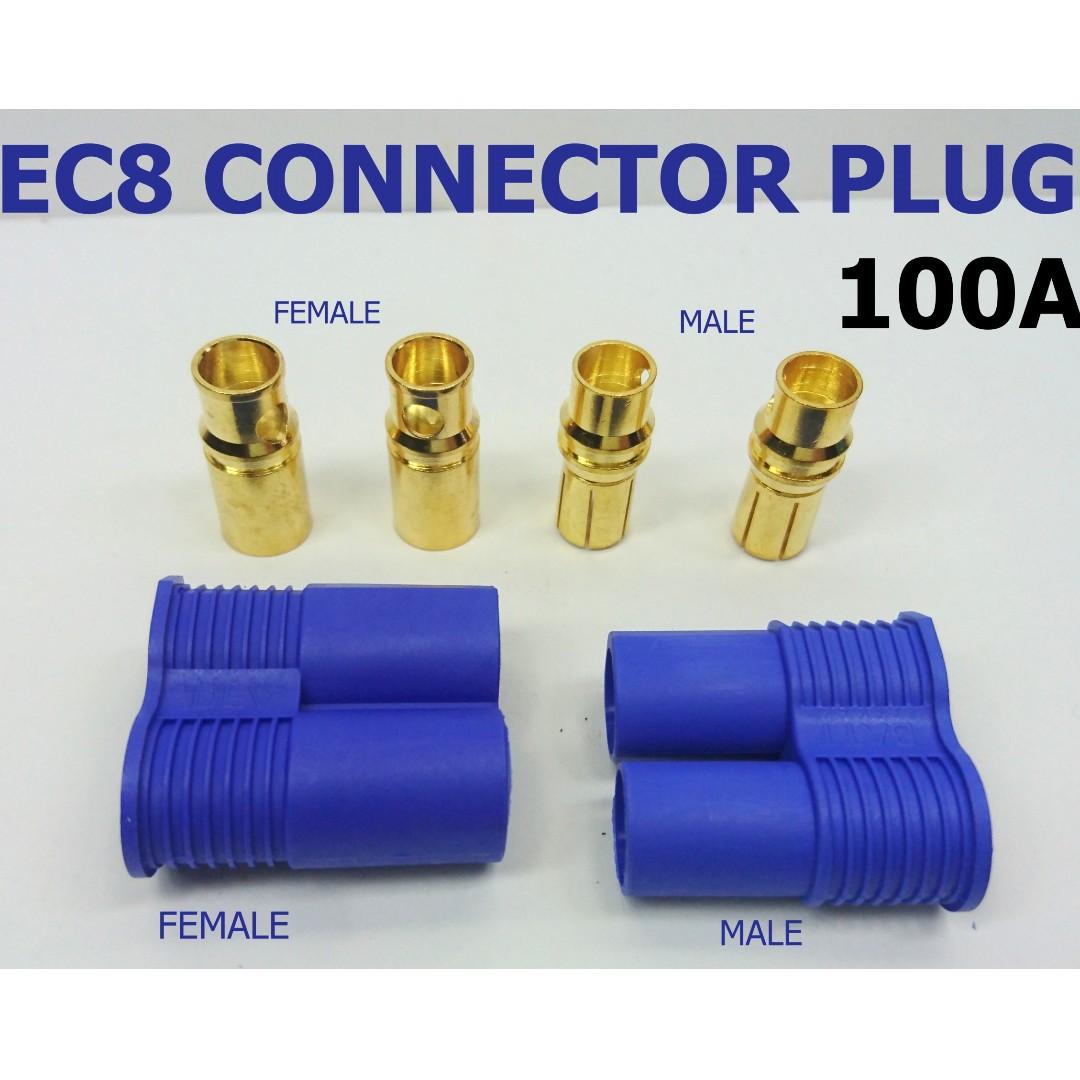 Ec8 100a High Curent Blue Connector Plug Diy Electronic 1 Pair Female