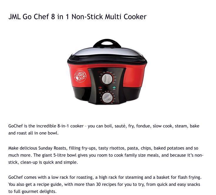 Go Chef 8 in 1 Cooker, Furniture & Home Living, Kitchenware & Tableware ...