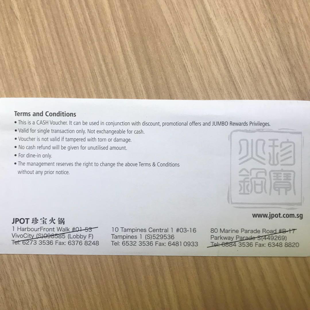 Jumbo Jpot $20 Cash Voucher, Tickets & Vouchers, Vouchers on Carousell