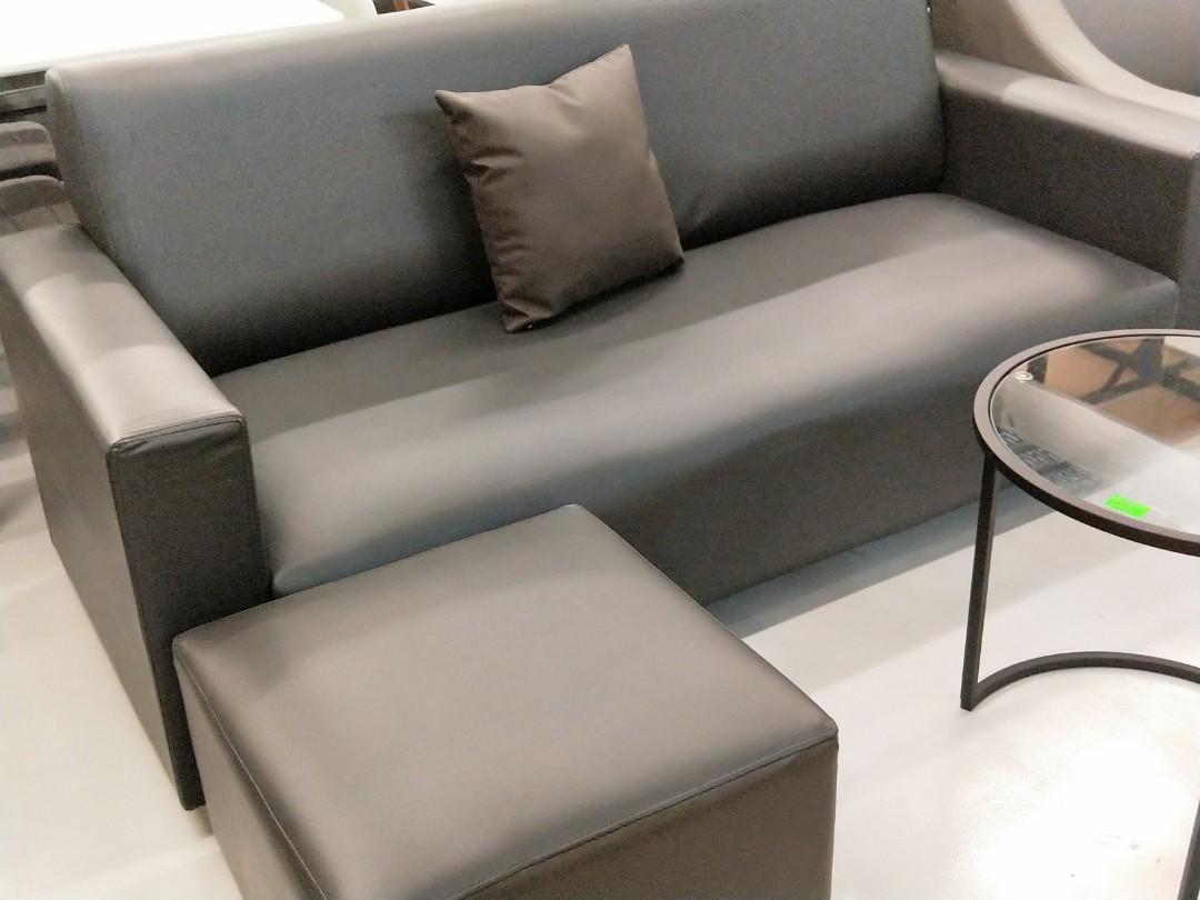 LAMBERT 3 Seater Faux Leather Sofa with Stool, Furniture & Home Living, Furniture, Sofas on ...