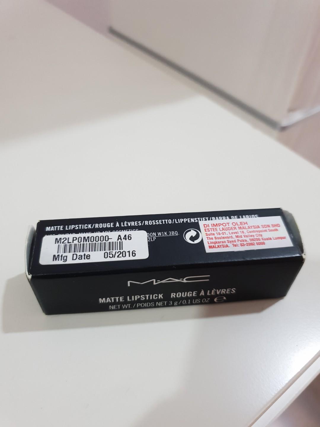 Mac Lipstick (Matte Mangrove A46), Beauty & Personal Care, Face, Makeup ...
