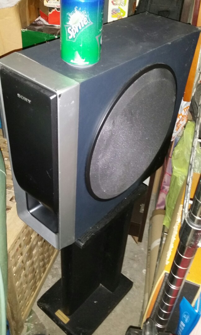 Sony subwoofer with wood stand, one piece, Total height about 3 feet ...
