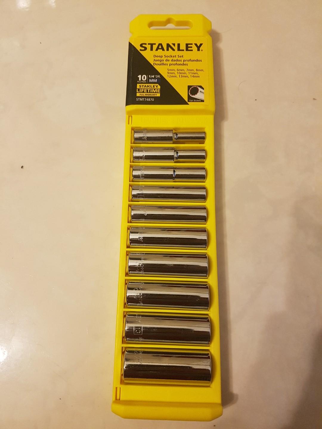 Stanley 1/4" Deep Metric Socket Set, 10 Piece, Motorcycles, Motorcycle ...