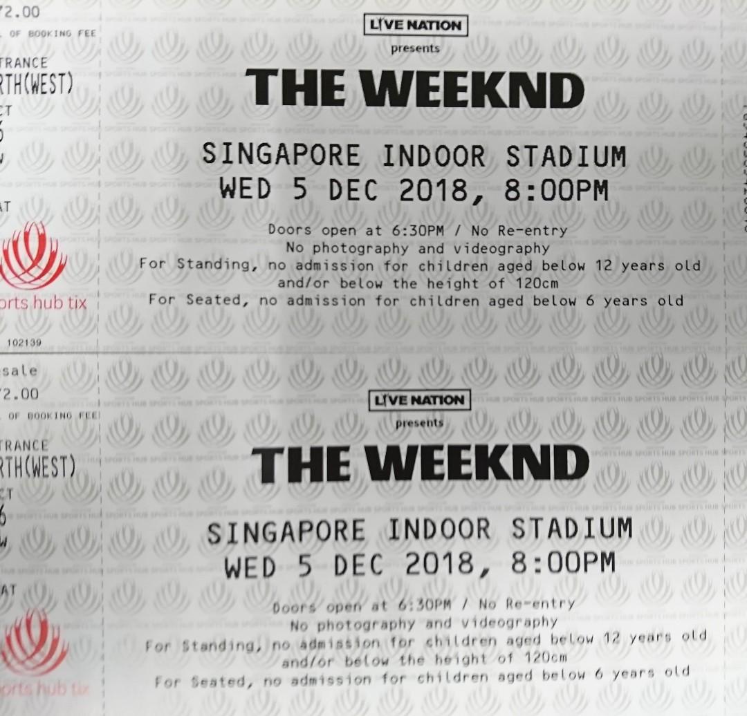 The Weeknd Concert pair of Tickets, Entertainment, Events & Concerts on ...