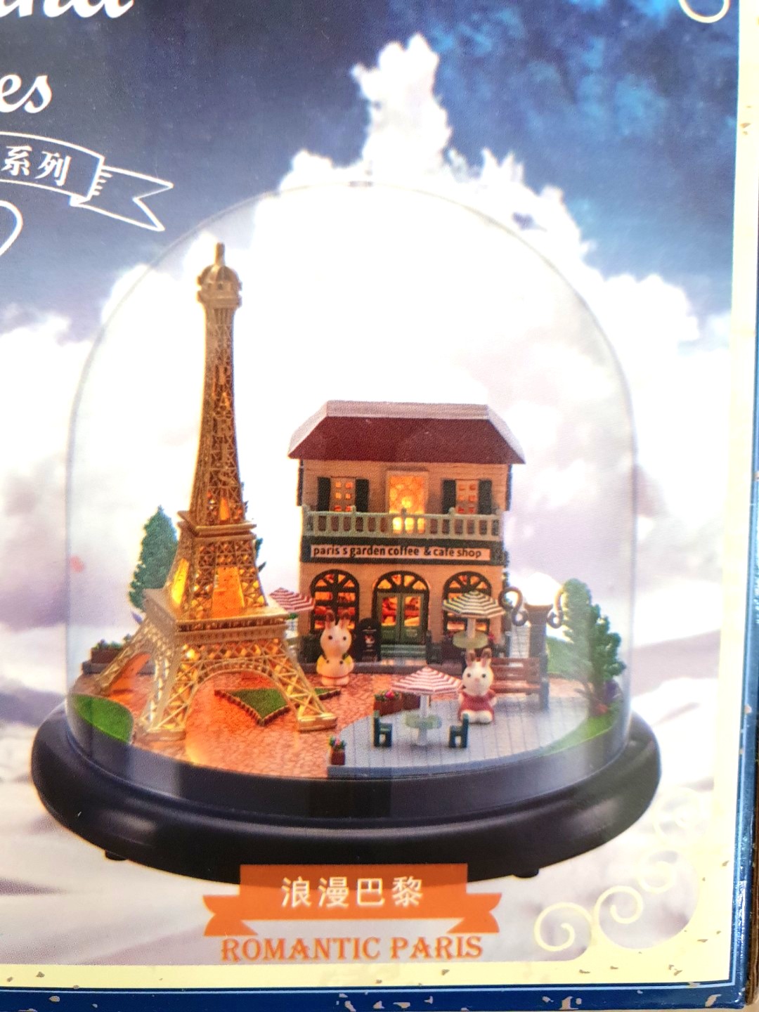 DIY Miniature Paris Bakery Eiffel Tower Terrarium Dome Dollhouse Craft ...