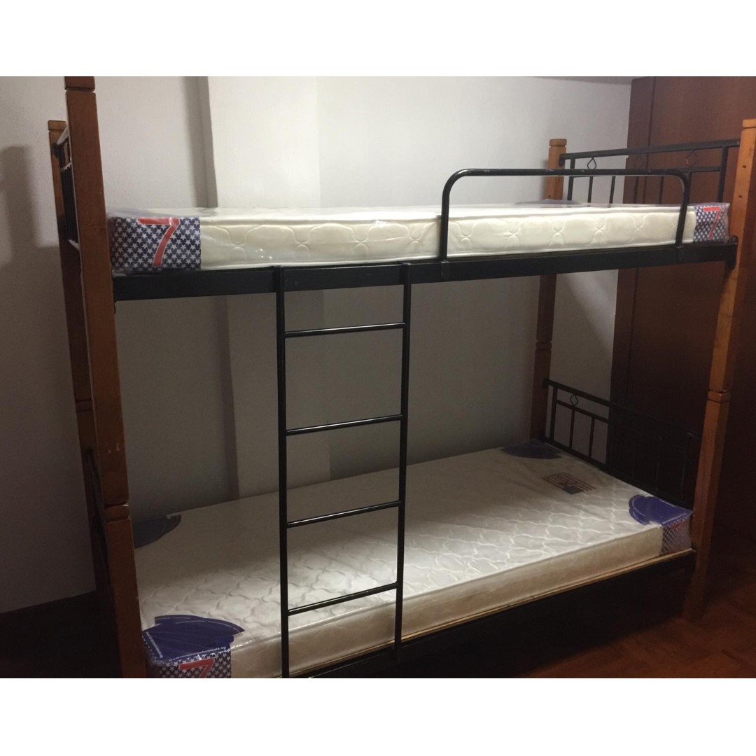 Double Deck Single Bed, Furniture & Home Living, Furniture, Bed Frames ...