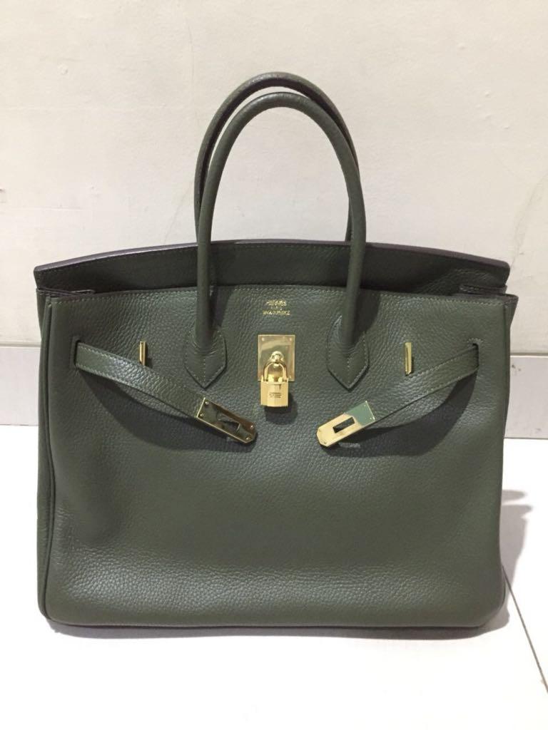 Hermes birkin army green 35 GHW, Fesyen Wanita, Tas & Dompet di Carousell
