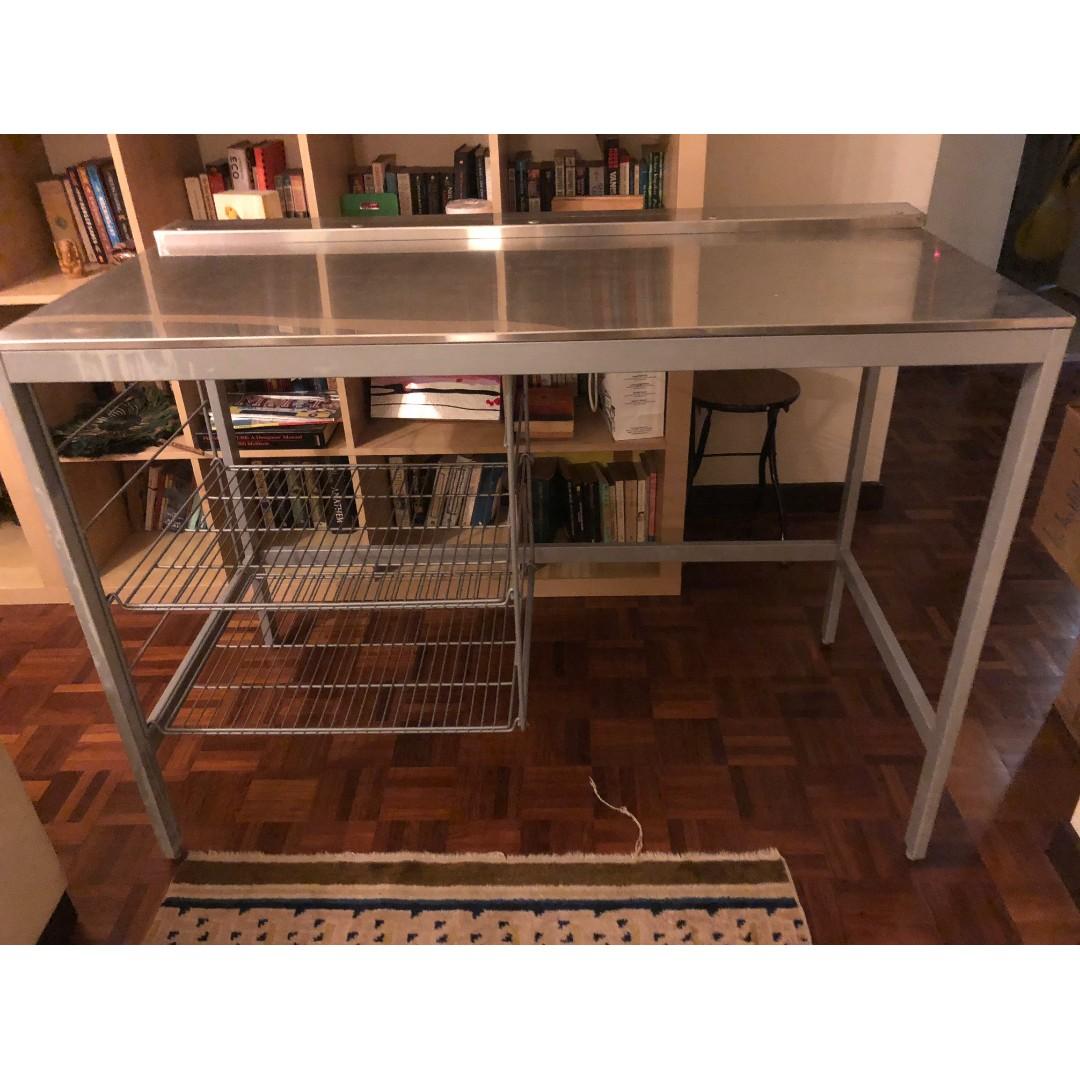 IKEA UDDEN stainless steel table, Furniture & Home Living, Furniture ...