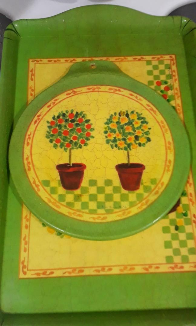 Matching serving tray & pot stand, Furniture & Home Living, Kitchenware ...