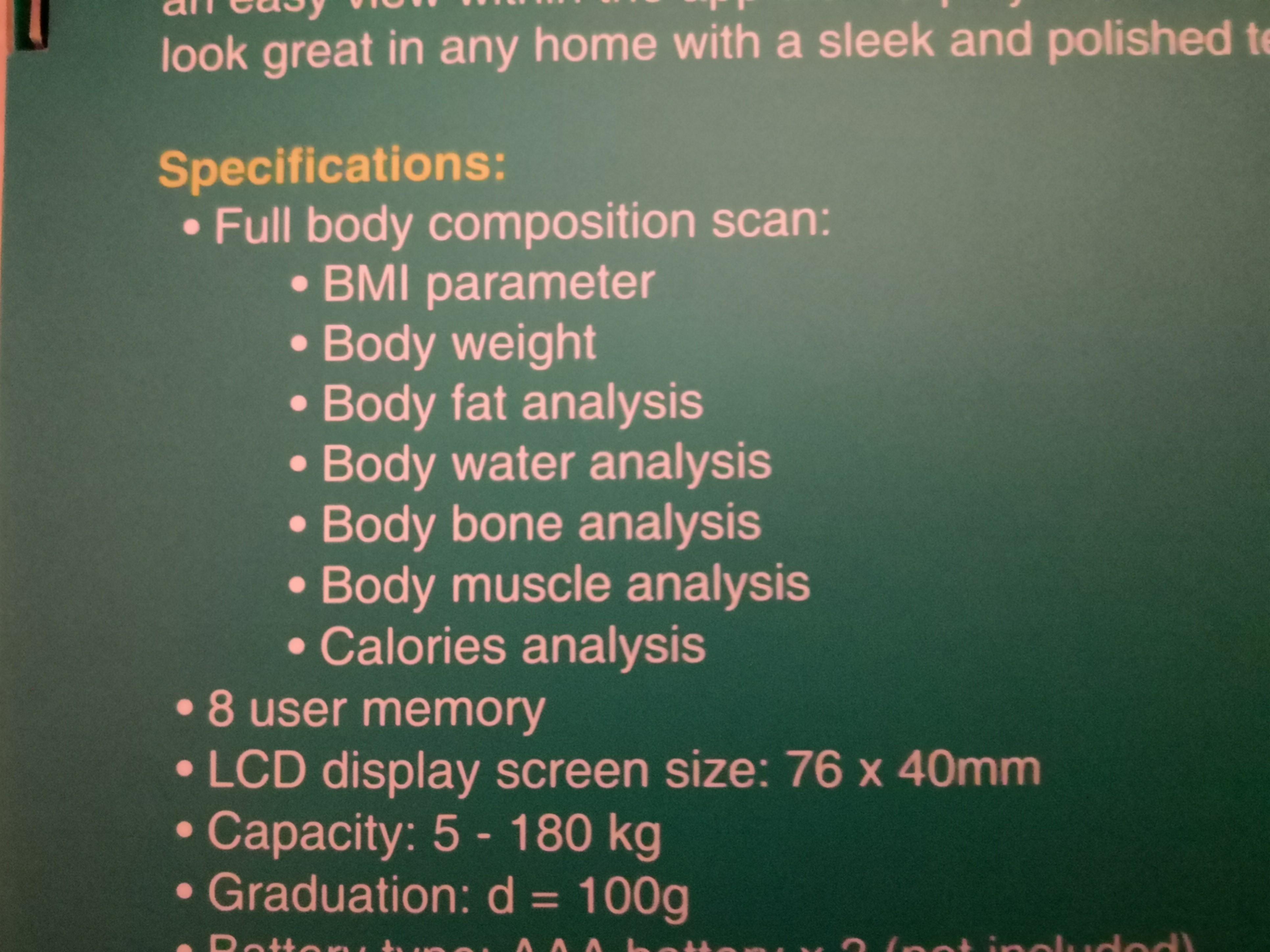 Valore wireless smart scale weighing machine, Health & Nutrition ...