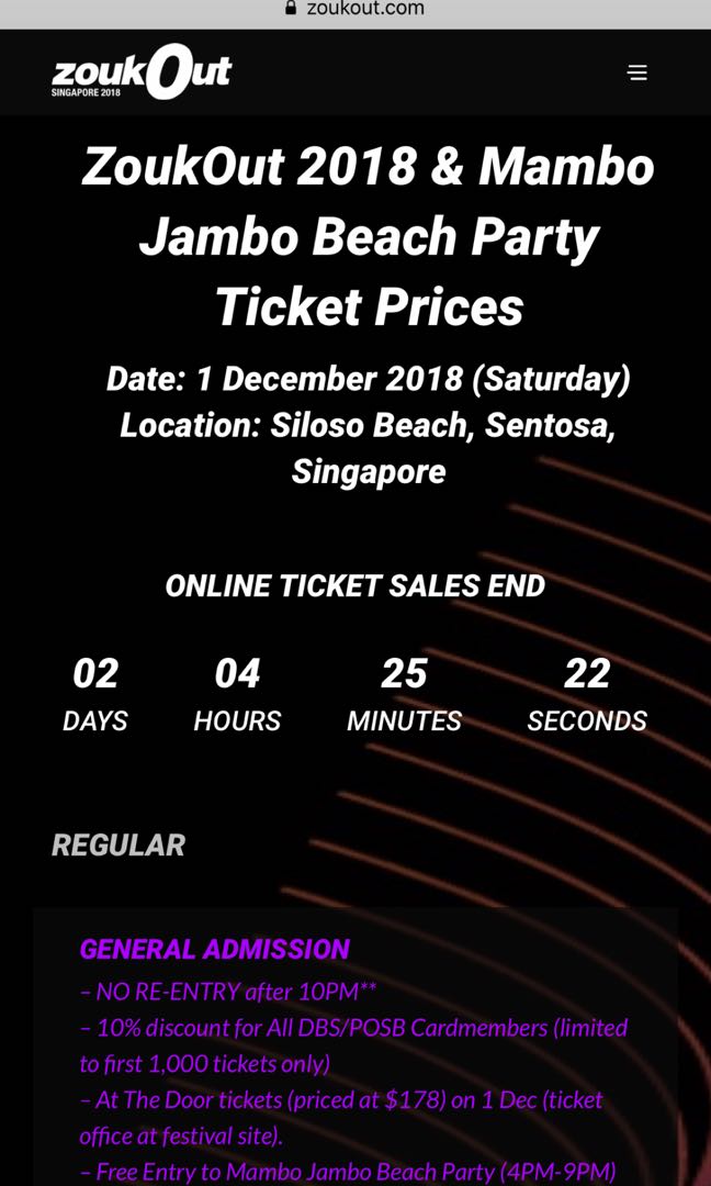Zoukout tickets, Tickets & Vouchers, Event Tickets on Carousell