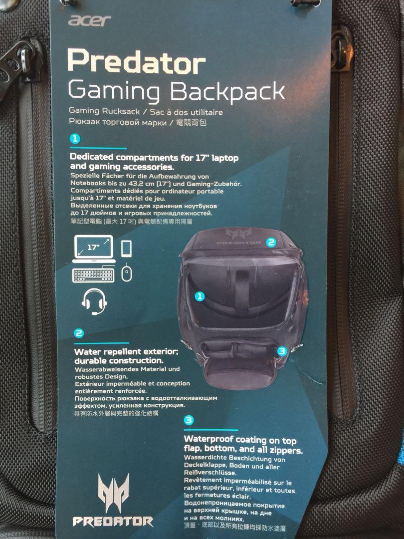 Acer Predator Gaming Backpack -17” Laptop BrandNew, Computers & Tech ...