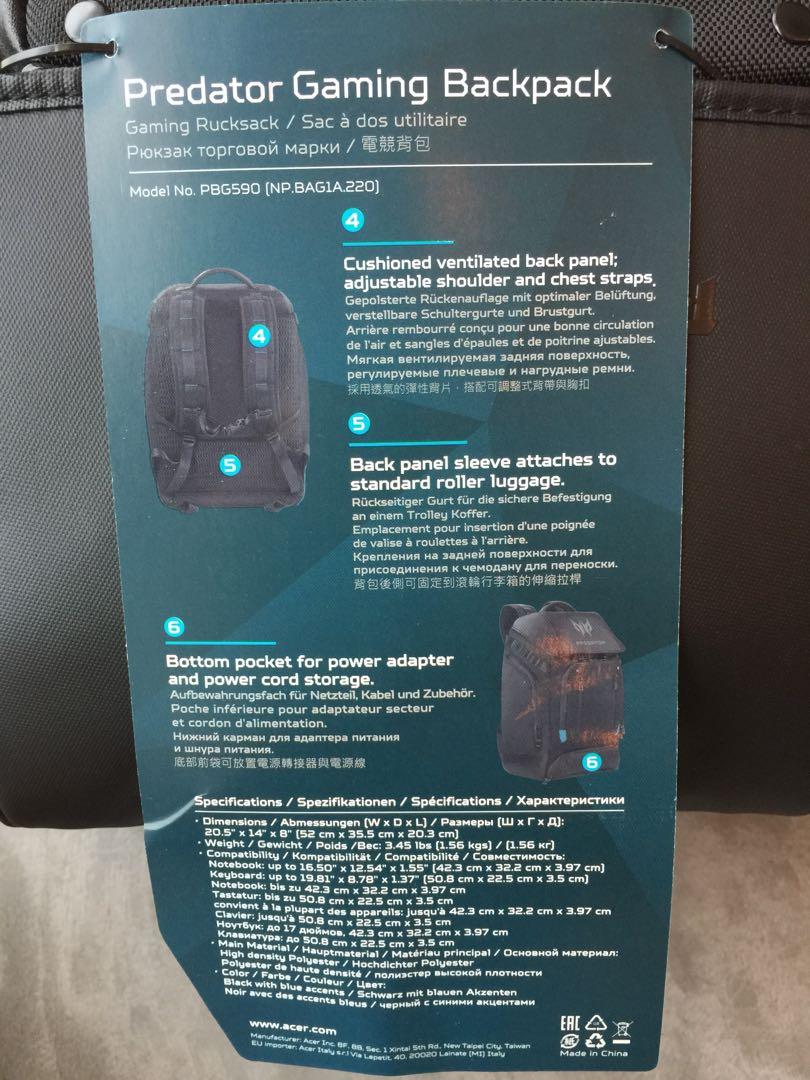 Acer Predator Gaming Backpack -17” Laptop BrandNew, Computers & Tech ...