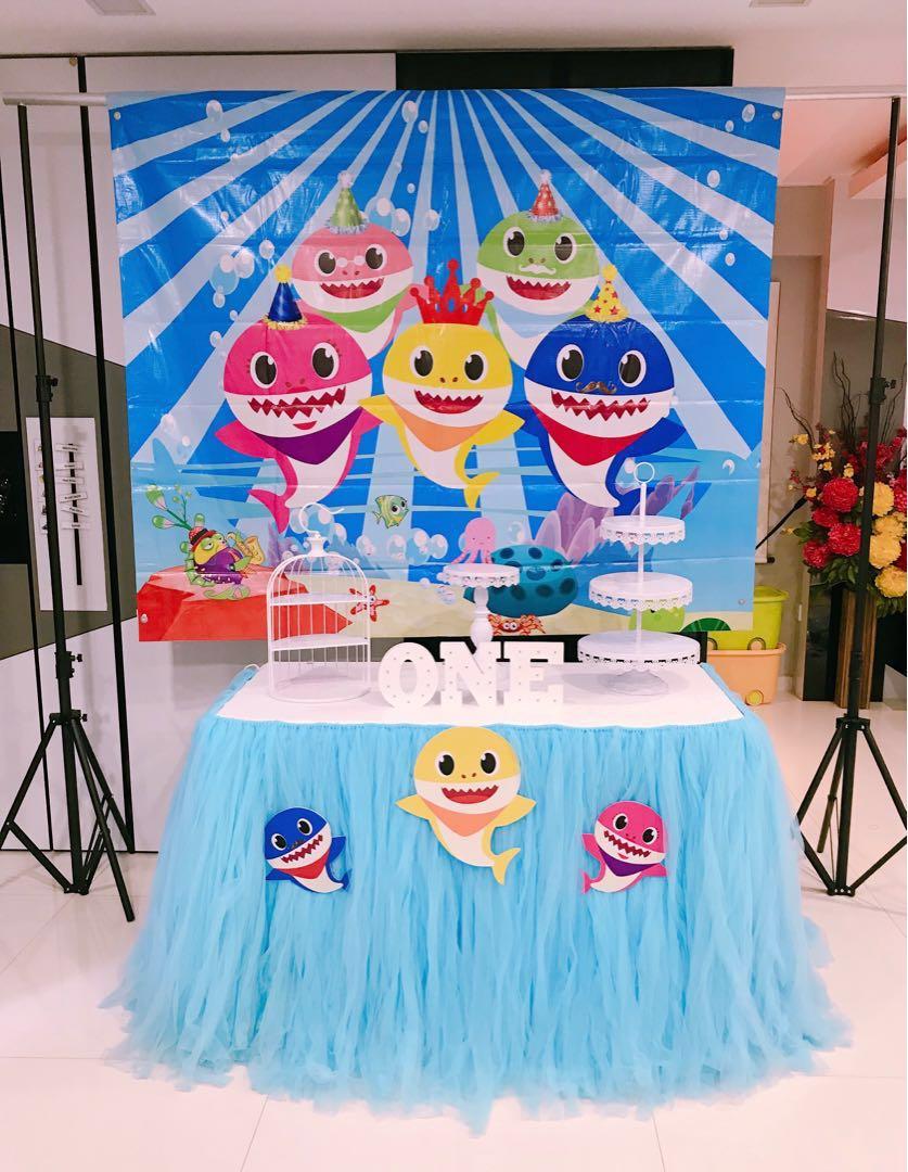 Baby shark ( Tulle skirt table ) full month, baby shower, happy ...