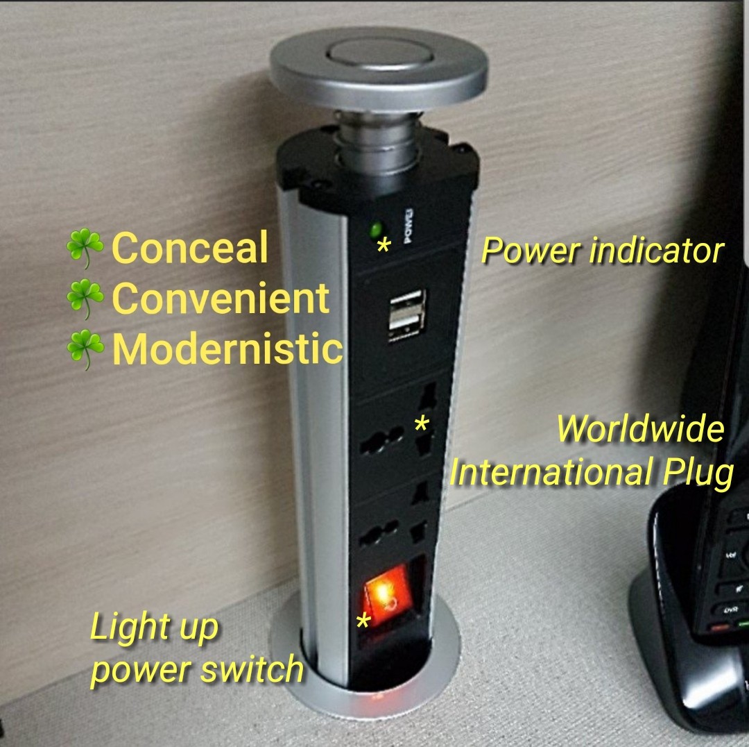 Modernistic pop up power socket 2 x multi configuration electrical plug ...