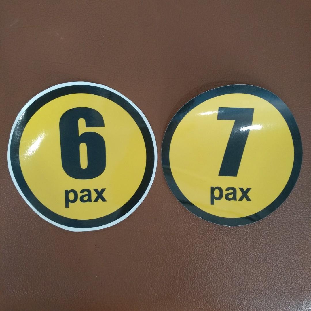 Vehicle Pax Limit Sticker Decal, Car Accessories, Accessories on Carousell