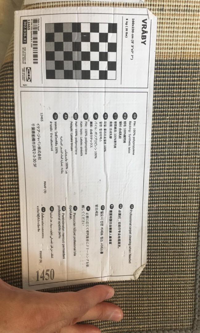 Checkered Rug Carpet Ikea Like New Monochrome, Furniture & Home Living ...