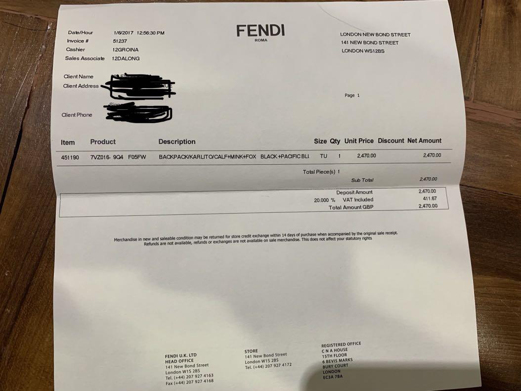 Fendi Karlito Backpack (Brand New with receipt), Men's Fashion, Bags ...