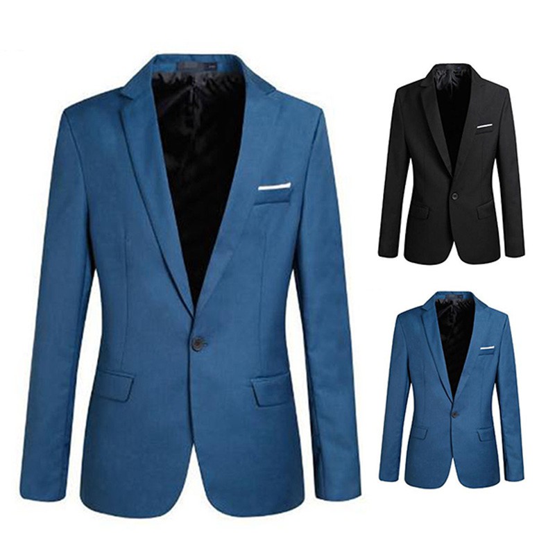Formal Men Casual Slim Fit One Button Suit Blazer Coat, Men's Fashion ...