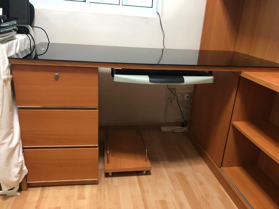 Study Table with full height cupboard, Furniture & Home Living ...