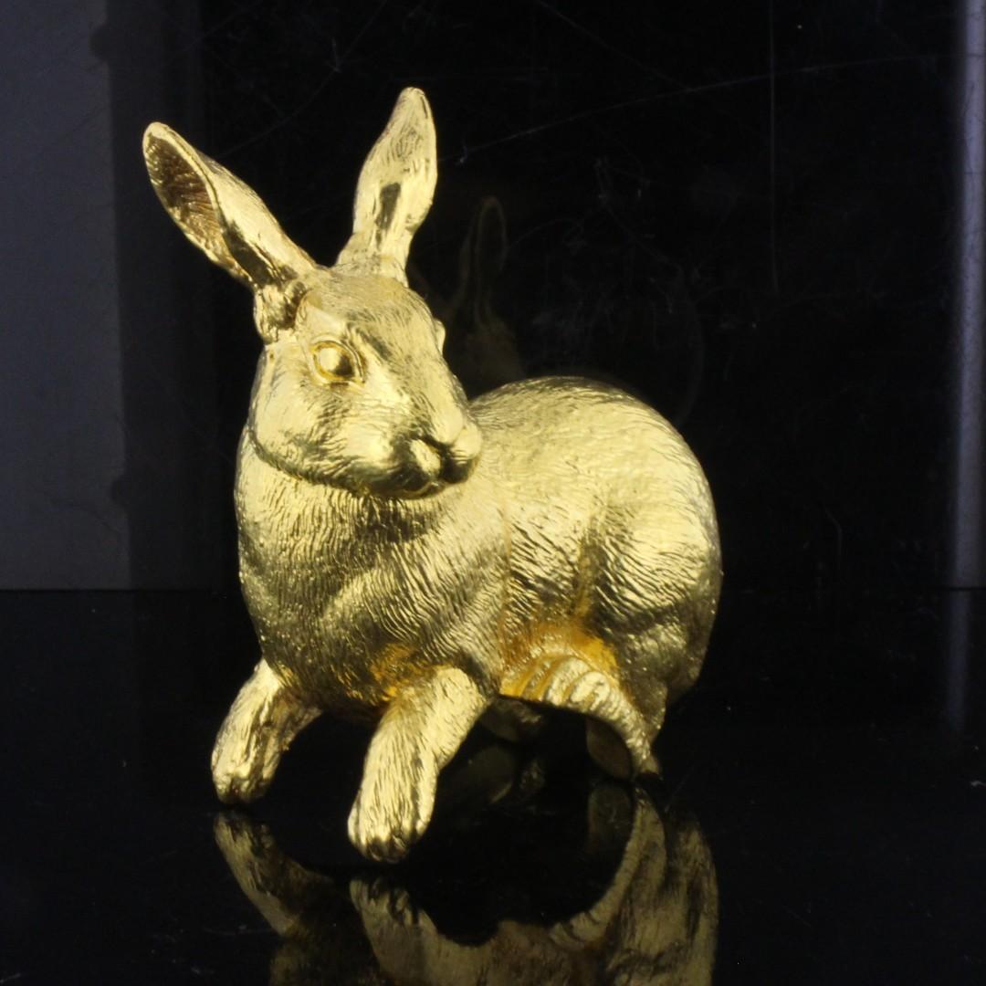 24K pure gold 999, rabbit figurine, gold rabbit, AU227, Chinese Zodiac ...