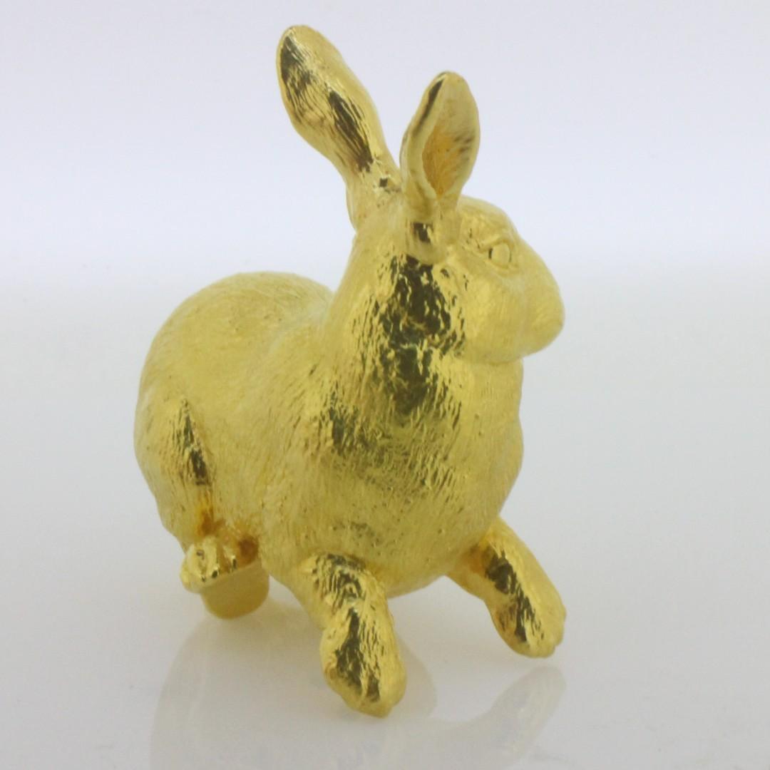 24K pure gold 999, rabbit figurine, gold rabbit, AU227, Chinese Zodiac ...