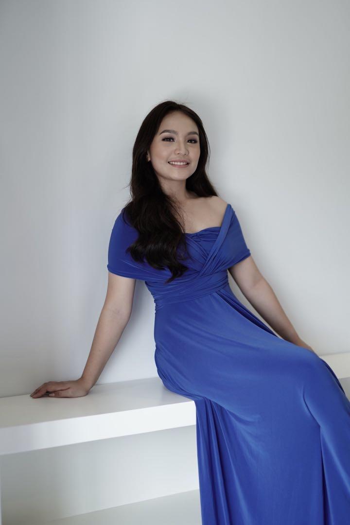 3FT LONG INFINITY BLUE GOWN, Women's Fashion, Dresses & Sets, Evening ...