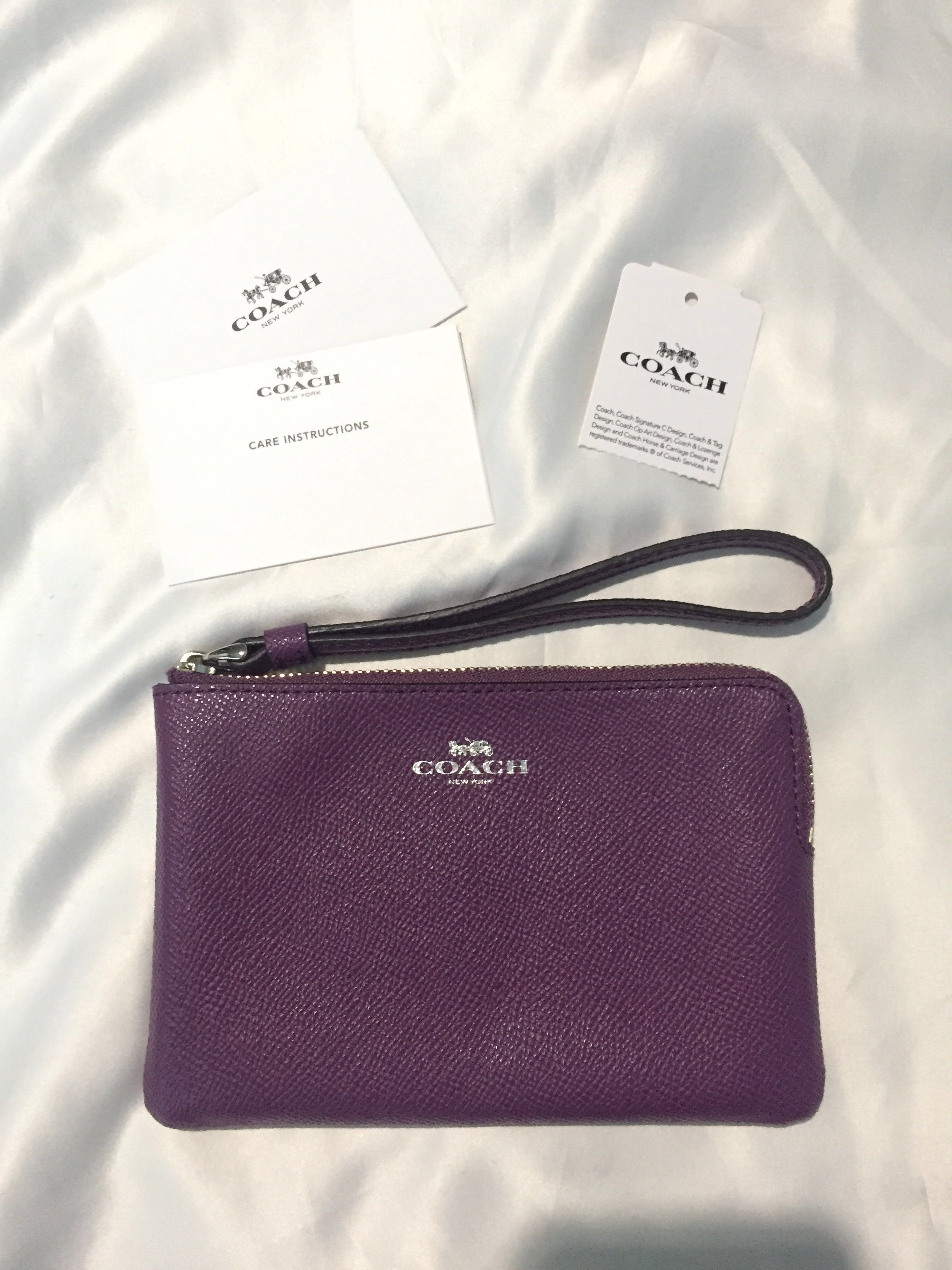 Coach Wrist Wallet in Berry, Luxury, Bags & Wallets on Carousell
