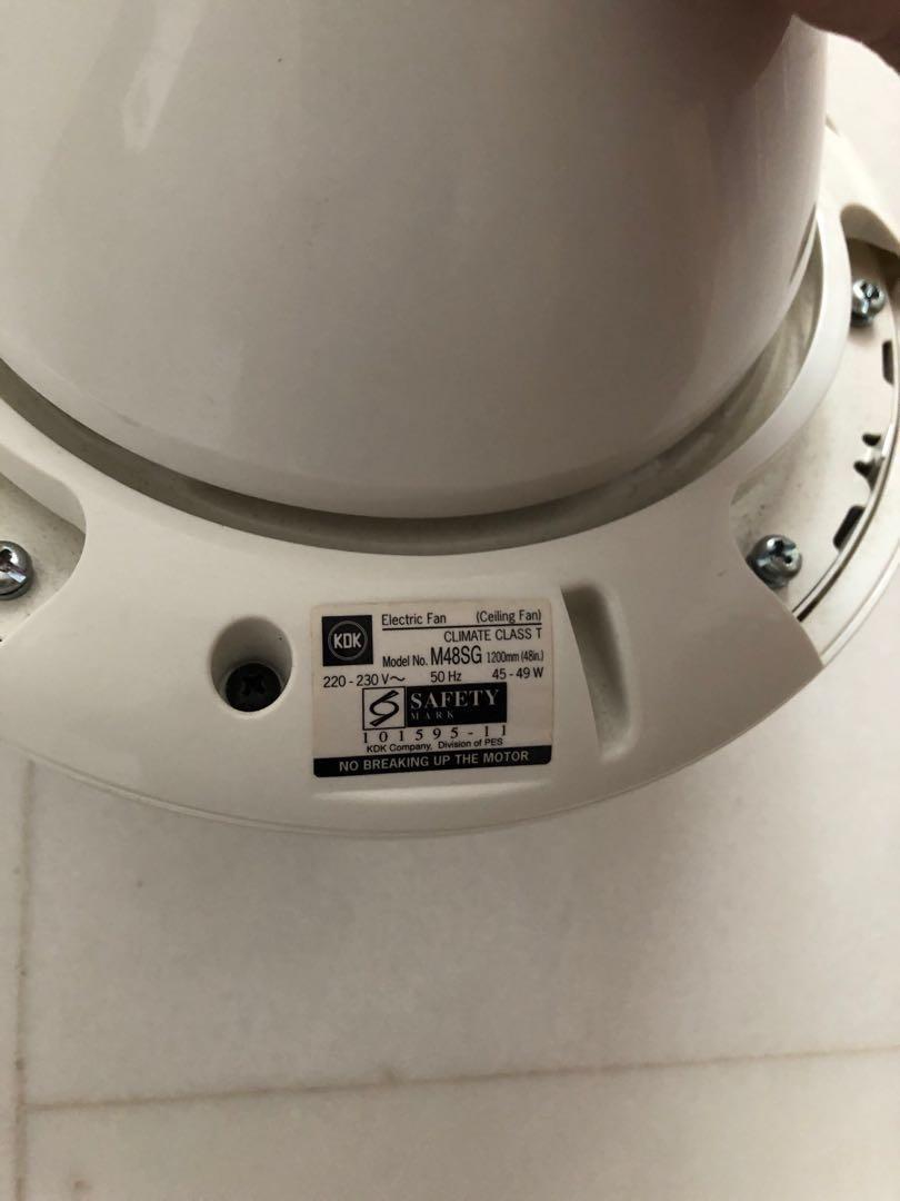 KDK Ceiling Fan M48SG, Furniture & Home Living, Lighting & Fans, Fans ...